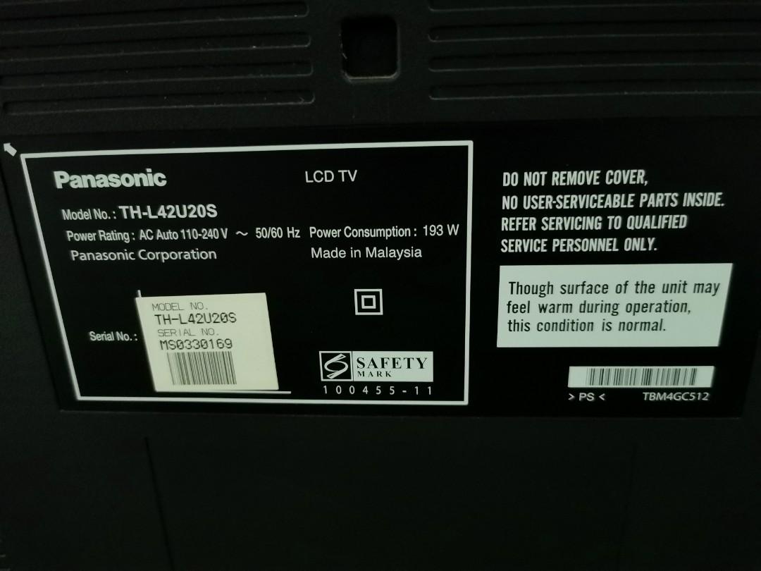 Panasonic 42 inch LCD TV, TH-L42U20S, TV & Home Appliances, TV ...