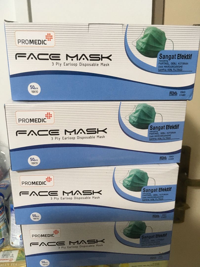 PROMEDIC 3 ply Earloop mask, Health & Nutrition, Face Masks & Face ...