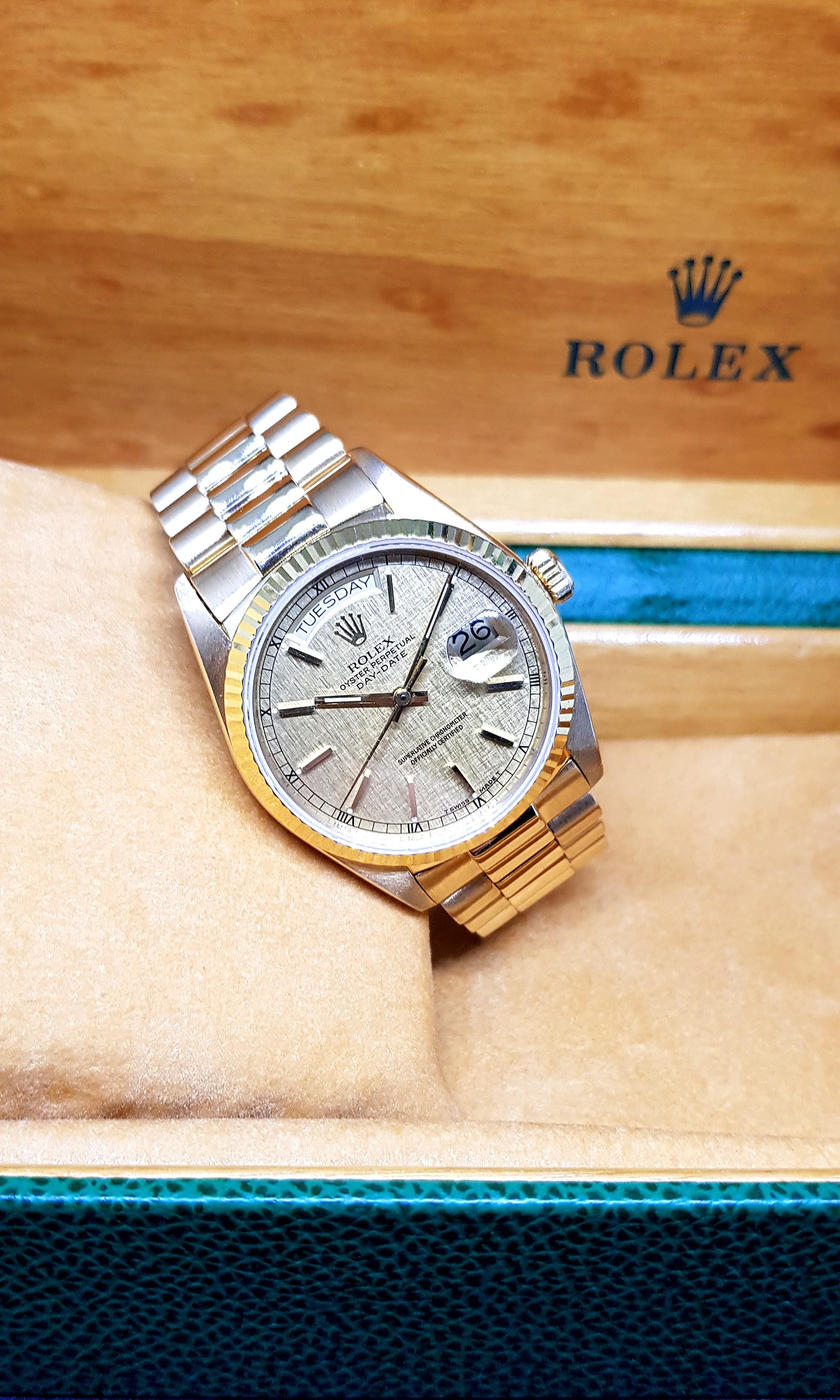 (NOT AVAILABLE) Rolex 18K Solid Yellow Gold Textured Day-Date REF ...