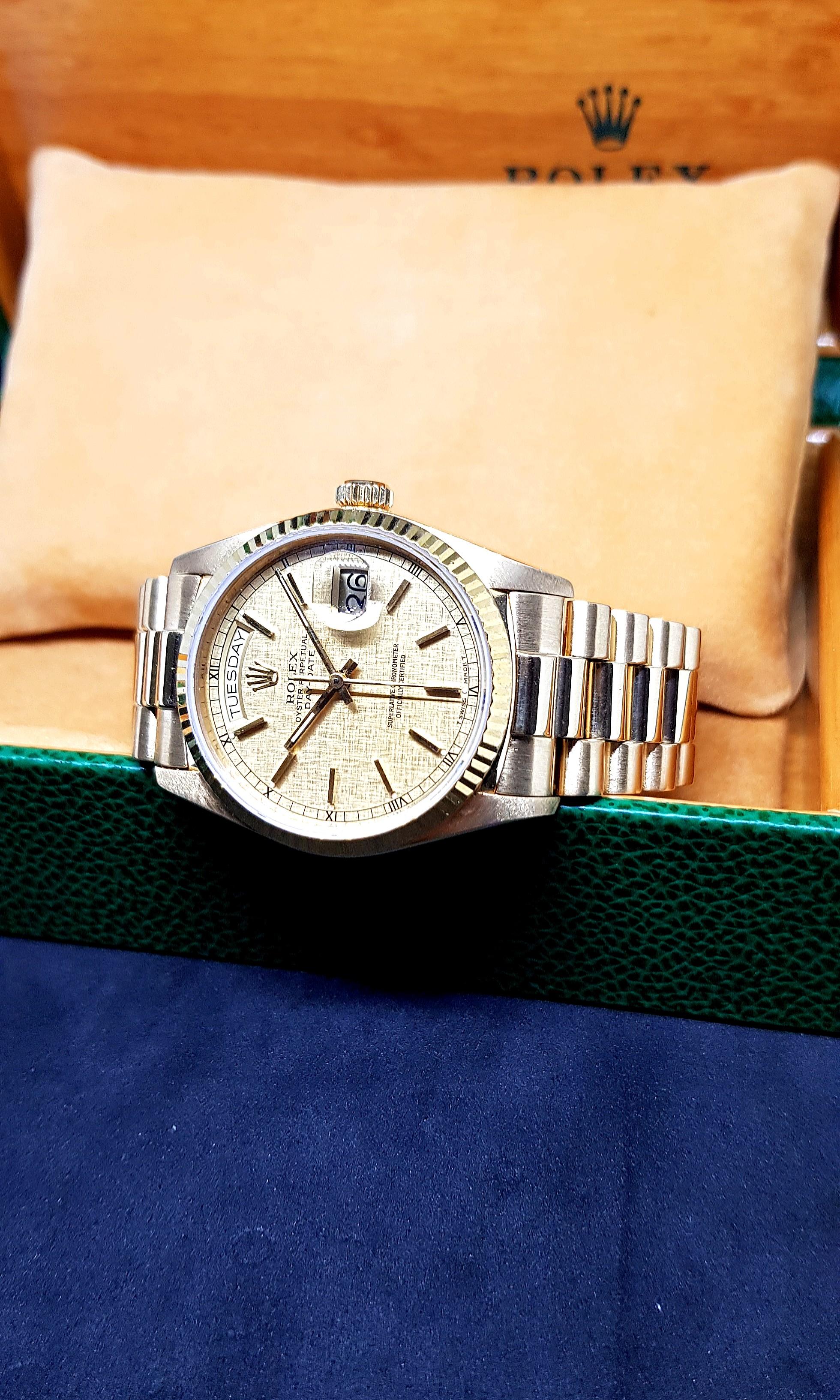 (NOT AVAILABLE) Rolex 18K Solid Yellow Gold Textured Day-Date REF ...