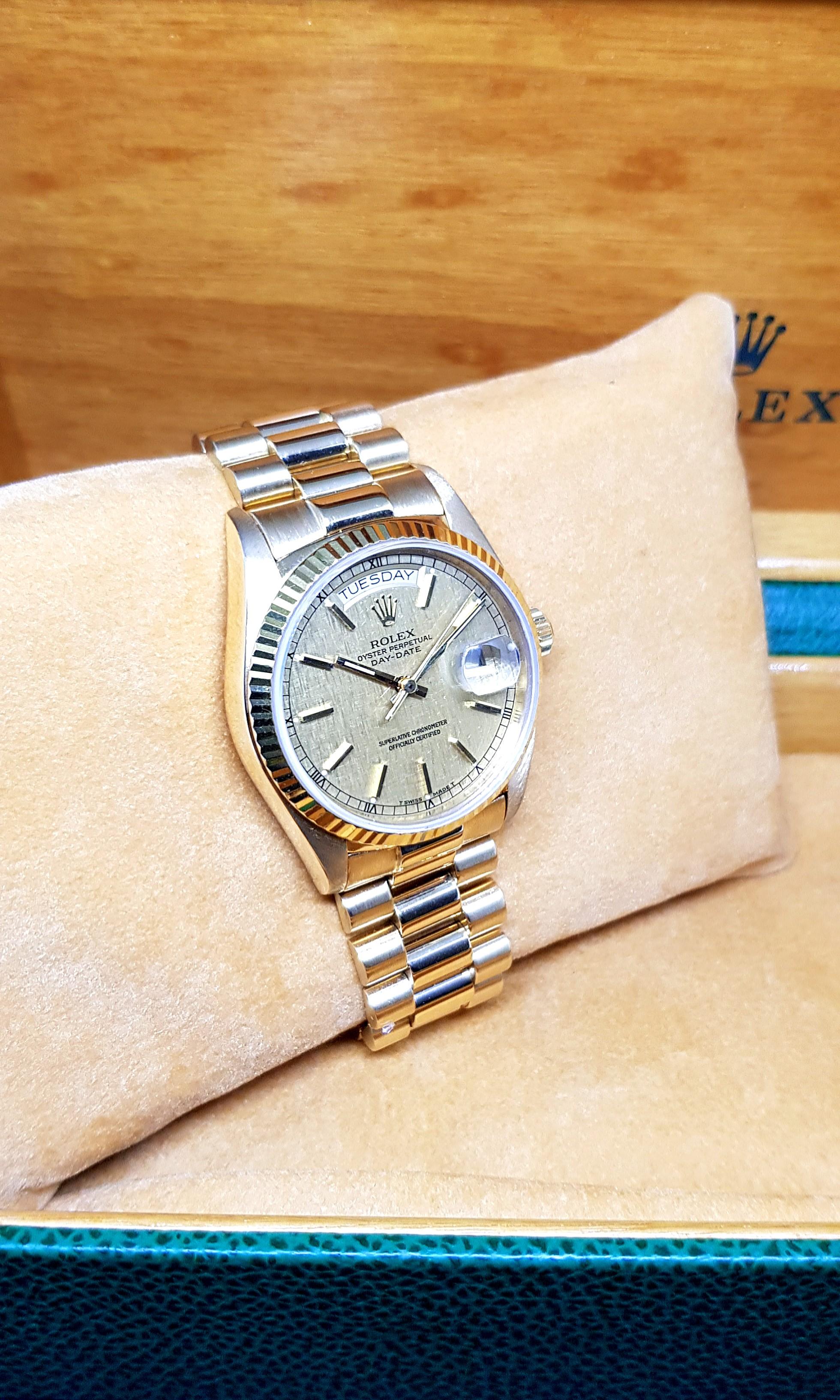 (NOT AVAILABLE) Rolex 18K Solid Yellow Gold Textured Day-Date REF ...