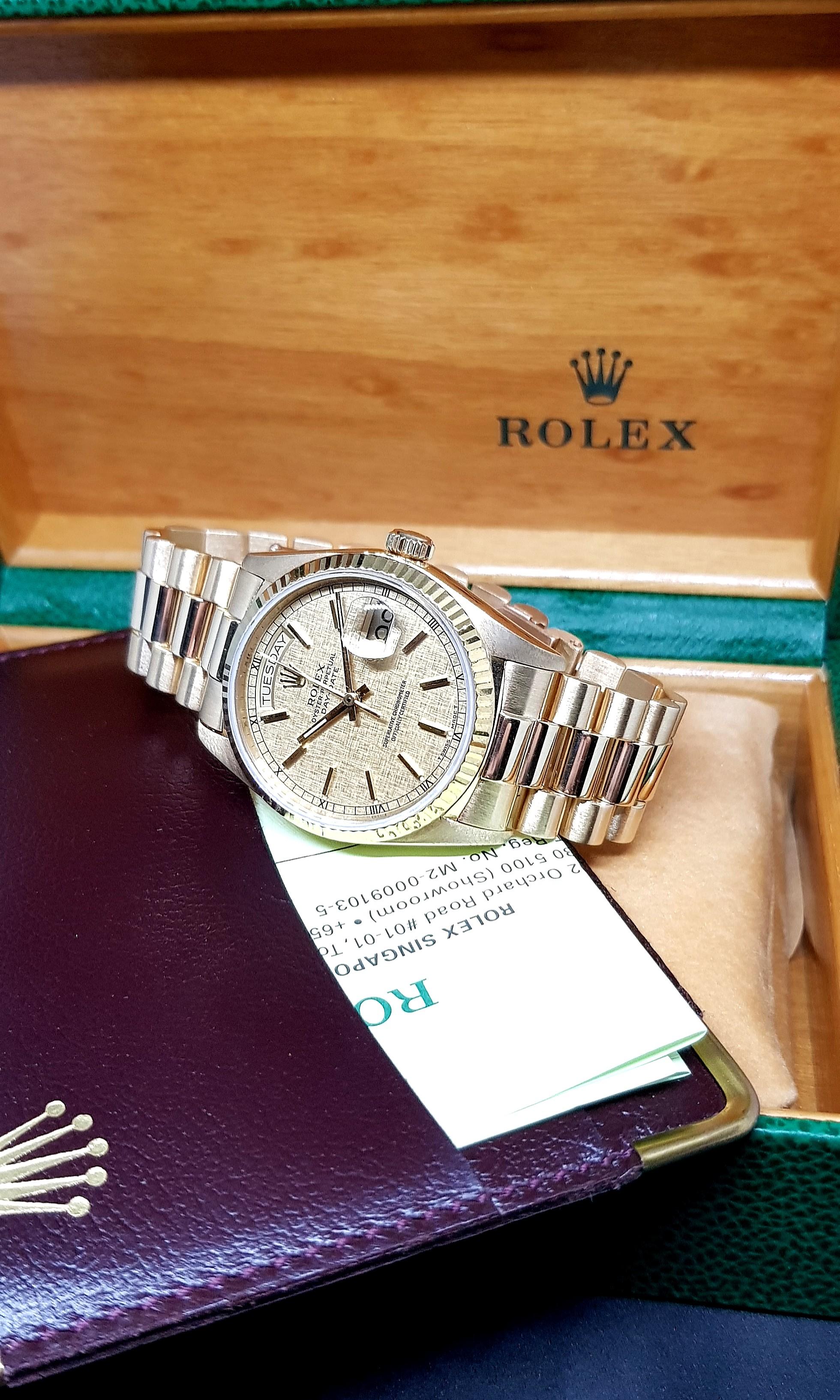 (NOT AVAILABLE) Rolex 18K Solid Yellow Gold Textured Day-Date REF ...