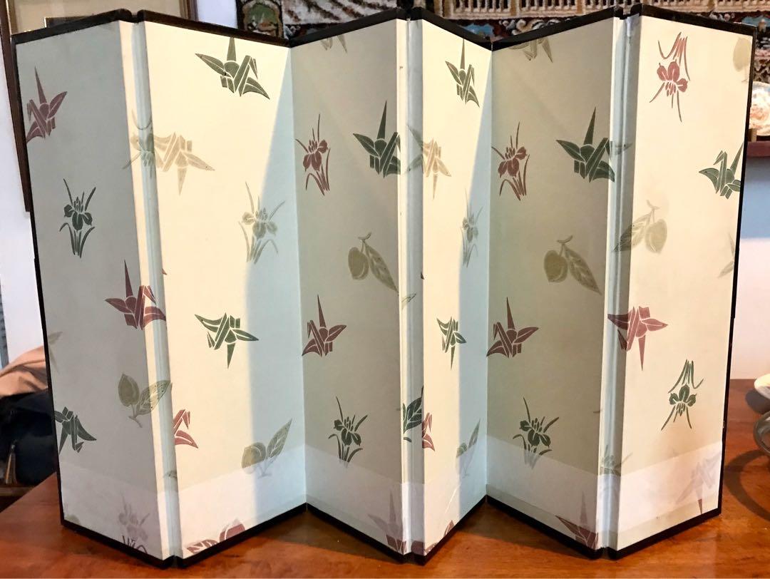 Vintage Japanese 6 Pannel Miniature Table Screen / Partition 77x39cms ...