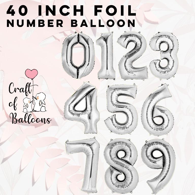 40 inch Helium inflated Rose Gold / Gold / Silver Jumbo Foil Number ...