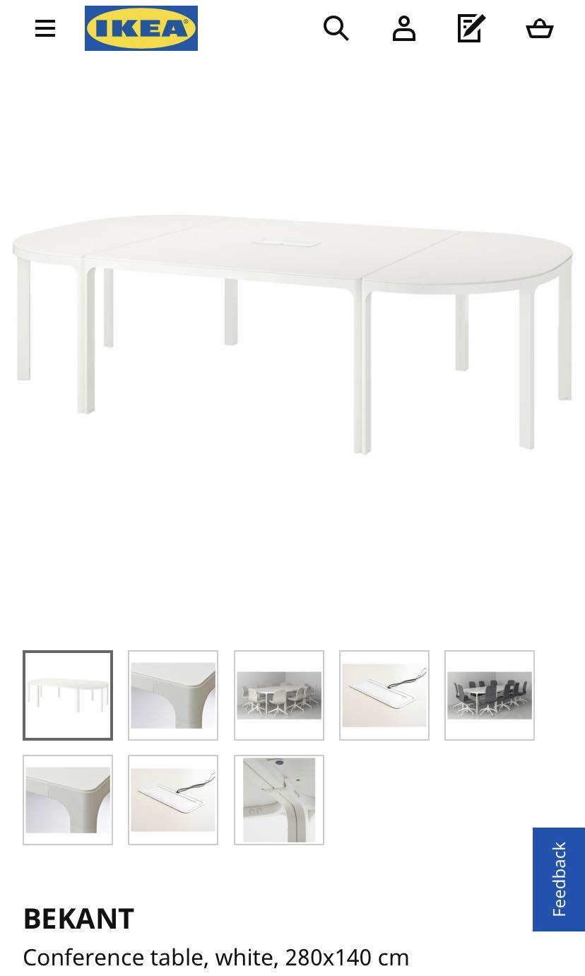 IKEA BEKANT Conference/Meeting Room Table 280x140cm, Furniture & Home ...