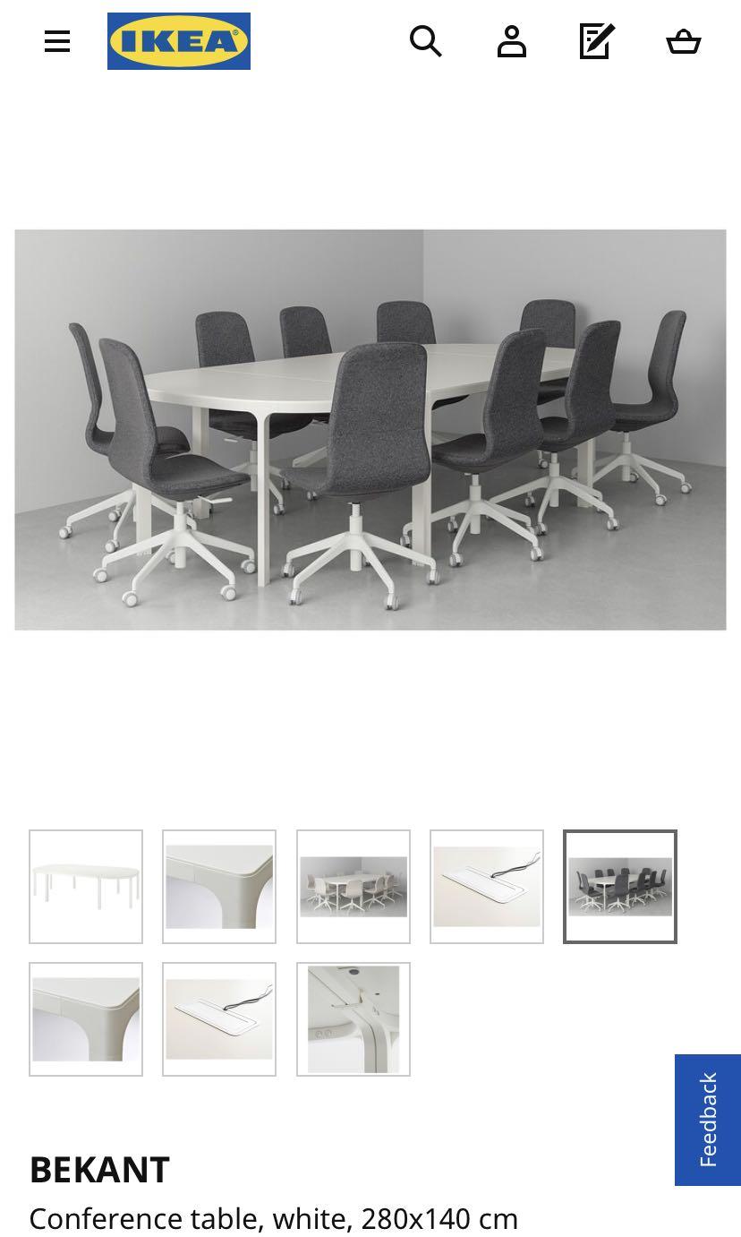 IKEA BEKANT Conference/Meeting Room Table 280x140cm, Furniture & Home ...
