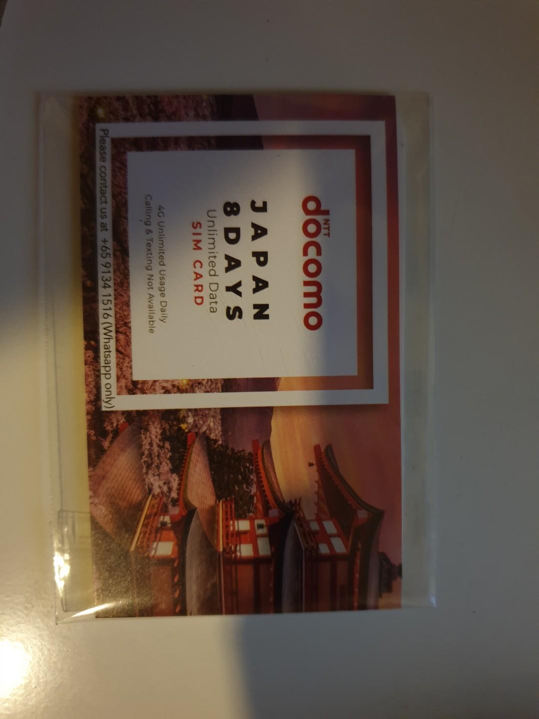 Japan 8 day unlimited docomo sim / data card, Mobile Phones & Gadgets ...