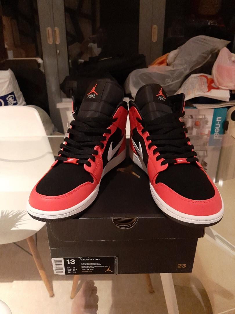 US13 Nike Air Jordan 1 Infrared 23 Infra Red Mens Sneakers Shoes ...