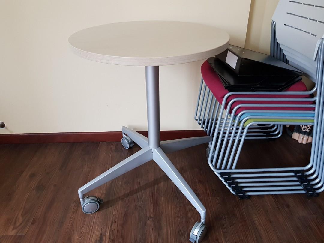 V sturdy round movable table, Furniture & Home Living, Furniture ...
