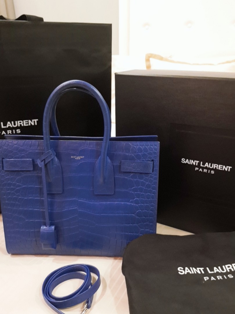 YSL Sac De Jour Blue Croc!, Women's Fashion, Bags & Wallets, Shoulder ...