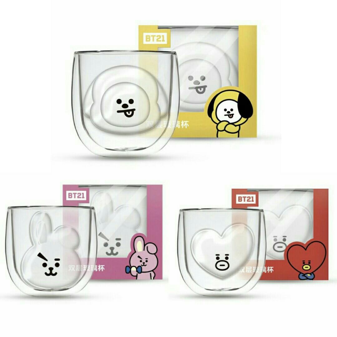 BT21 Double Layer Glass Cup x Watsons, Hobbies & Toys, Memorabilia ...