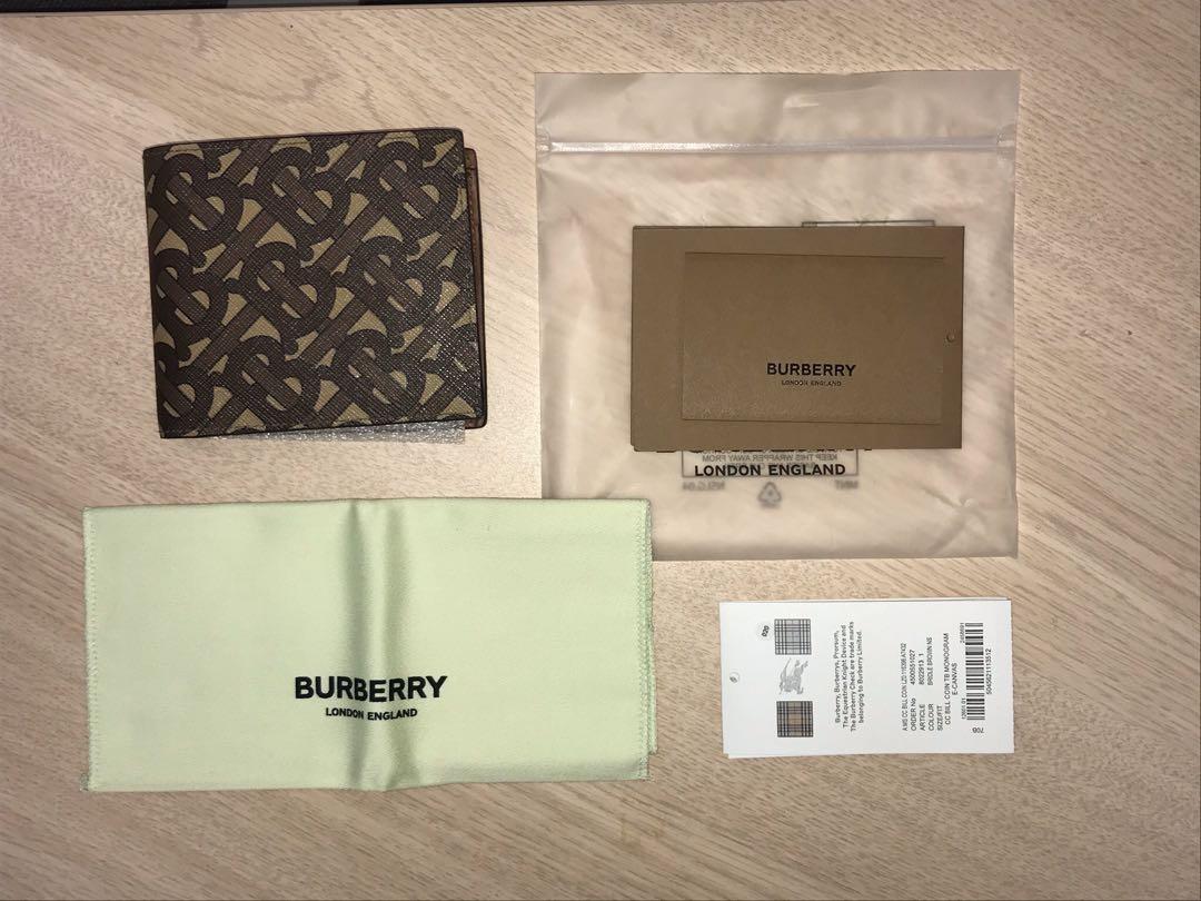 Burberry TB Monogram Bifold Wallet, 名牌, 手袋及銀包 - Carousell