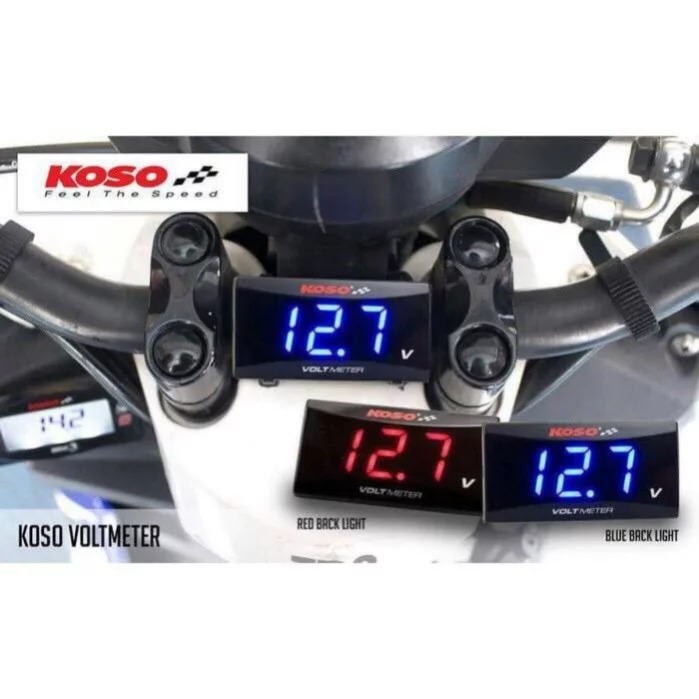 Koso voltmeter voltage digital super slim volt meter bracket motorcycle ...