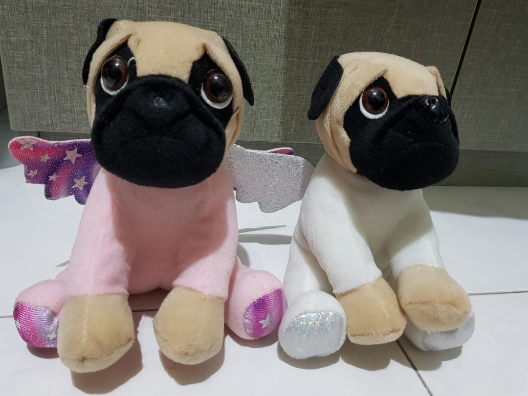 Pug dog angel couple plush set, Hobbies & Toys, Toys & Games on Carousell