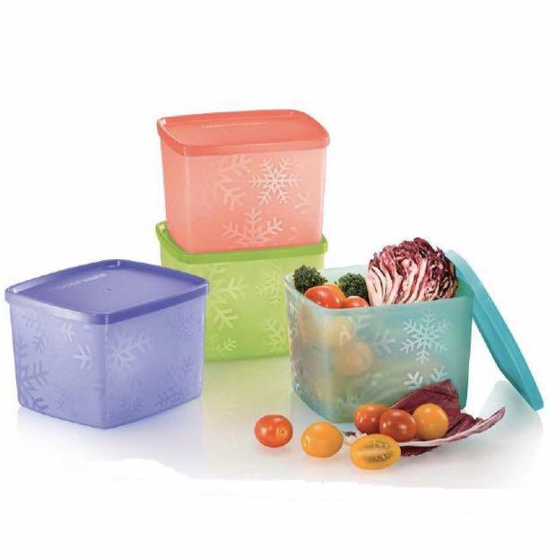 READY STOCK | Tupperware Snowflake Square Round Container, Furniture ...