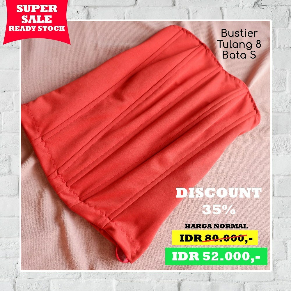 Bustier tulang 8 bahan polyester merah bata S diskon 35%, Fesyen Wanita, Pakaian Wanita, Gaun ...