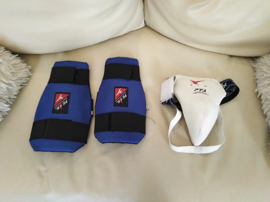 Taekwondo gears kix groin guard peak shin pads, Sports Equipment ...