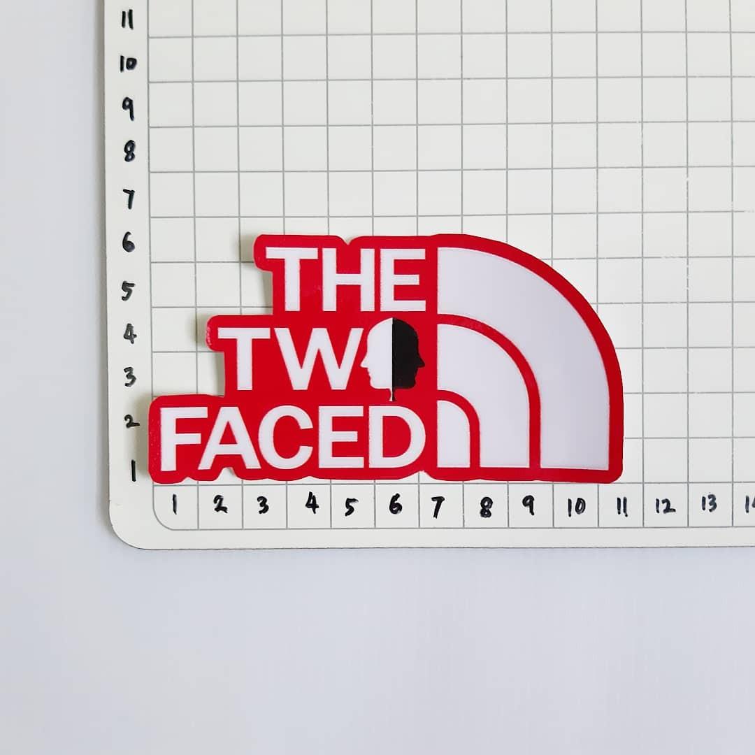 THE TWO FACED (The North Face parody) vinyl sticker, Motorcycles ...