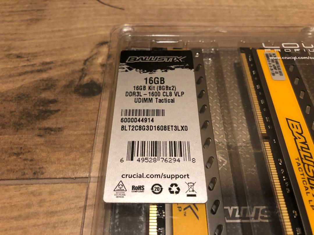 Crucial Ballistix 16GB DDR3 - 1600 CL8 1.35v VLP UDIMM Tactical ...
