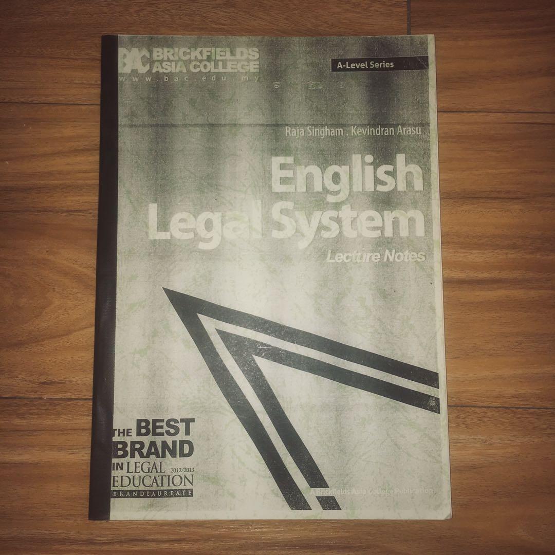 ENGLISH LEGAL SYSTEM LECTURE NOTES TEXTBOOK (A-LEVELS PHOTOCOPY ... ENGLISH LEGAL SYSTEM LECTURE NOTES TEXTBOOK (A-LEVELS PHOTOCOPY ...