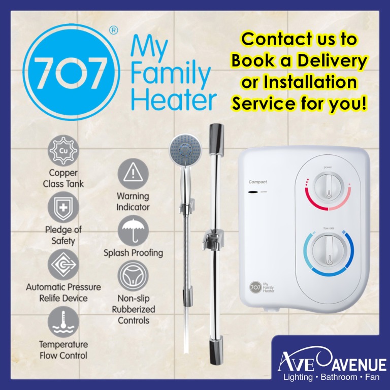 [With Basic Installation] 707 Compact Instant Water Heater with Shower ...