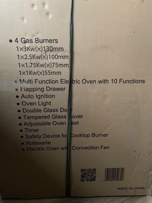 Hamden 4 gas burner with electric oven, Furniture & Home Living ...