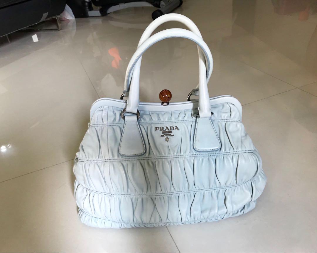 Prada Baby Blue Handbag, Women's Fashion, Bags & Wallets, Tote Bags on ...