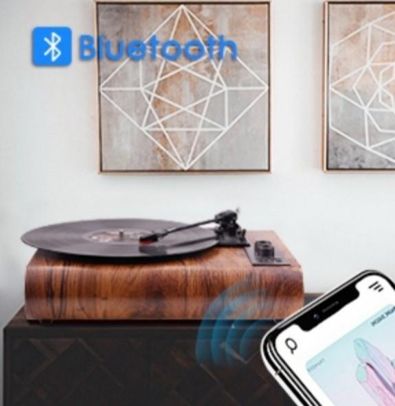 VOKSUN Retro Vintage Style Bluetooth Turntable Vinyl Plaka Record ...