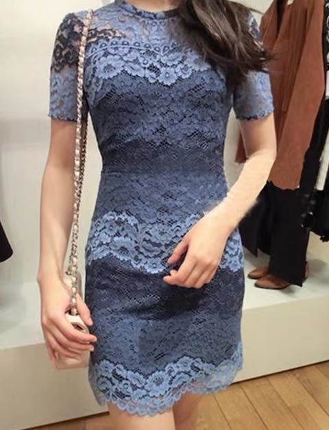 Sandro cut label beautiful blue lace dress, Women's Fashion, Tops ...