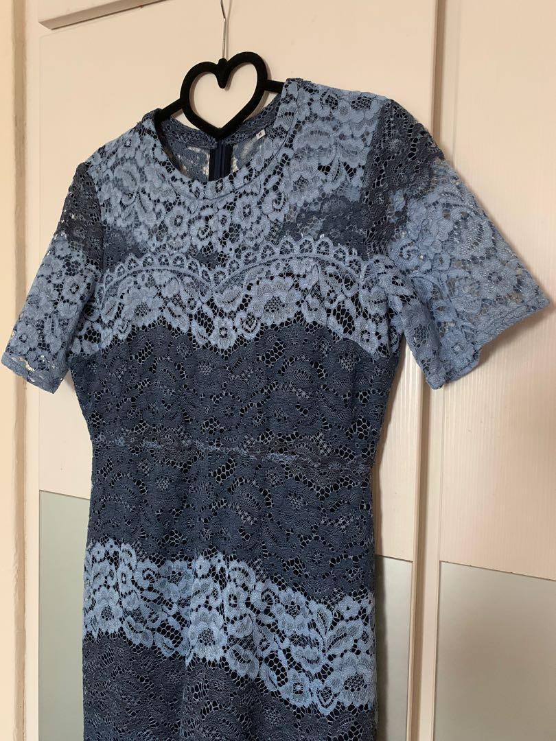 Sandro cut label beautiful blue lace dress, Women's Fashion, Tops ...