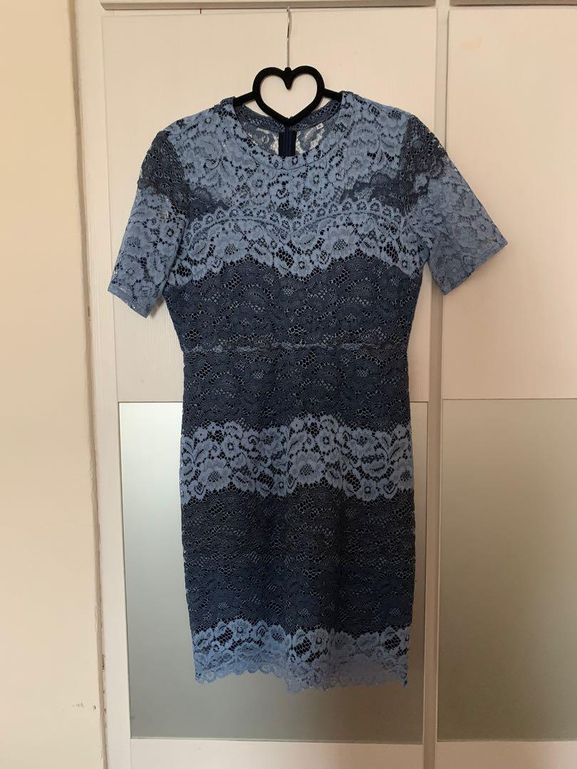 Sandro cut label beautiful blue lace dress, Women's Fashion, Tops ...
