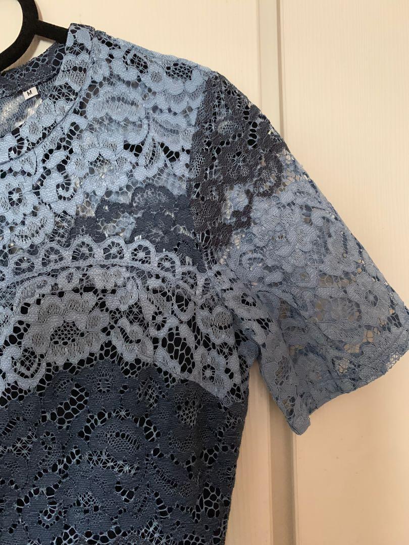 Sandro cut label beautiful blue lace dress, Women's Fashion, Tops ...