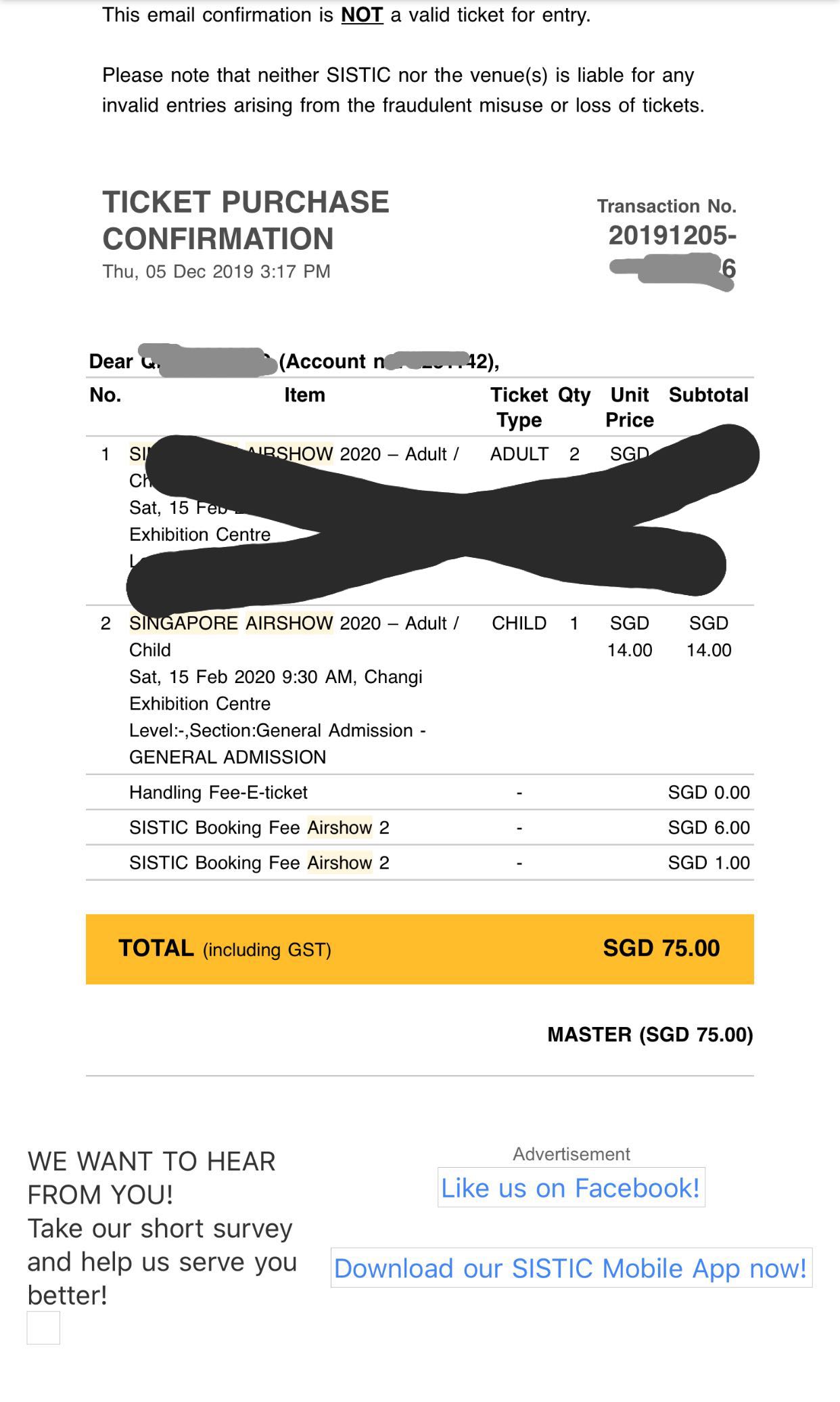 Singapore Airshow 15 Feb 2020 (Sat) 1 child ticket left, Tickets ...