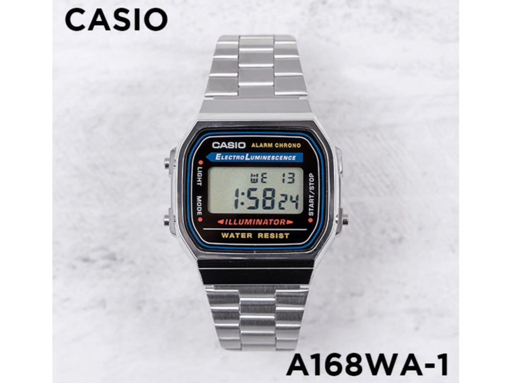 Casio Vintage A168 Silver Illuminator Digital Watch A168WA-1W Brand New ...