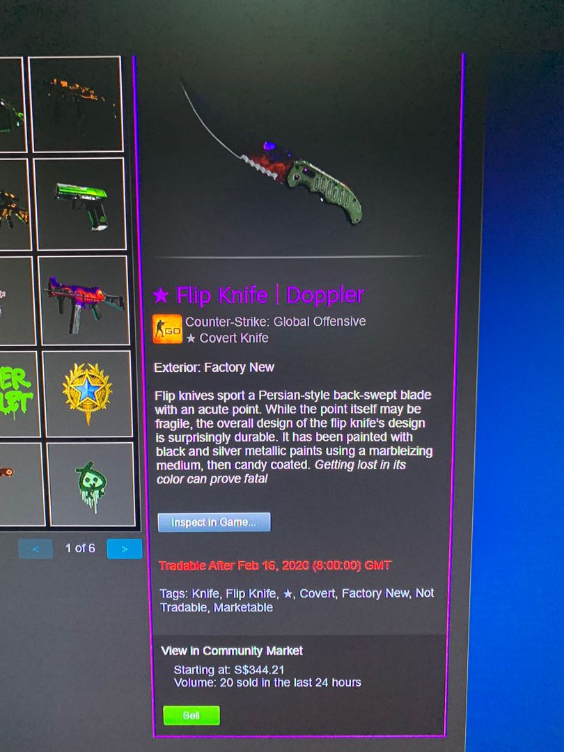 Flip knife Doppler phase 1, Video Gaming, Gaming Accessories, Game Gift ...