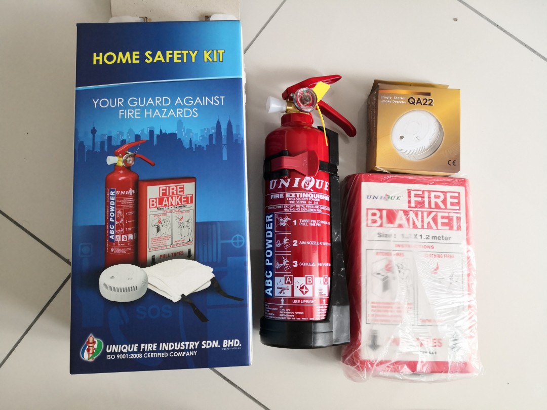 Home Fire Safety Kit 3in1, 1kg fire extinguisher, smoke detector, fire ...