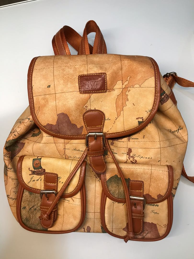 Leather Map Backpack, Women's Fashion, Bags & Wallets, Backpacks on ...