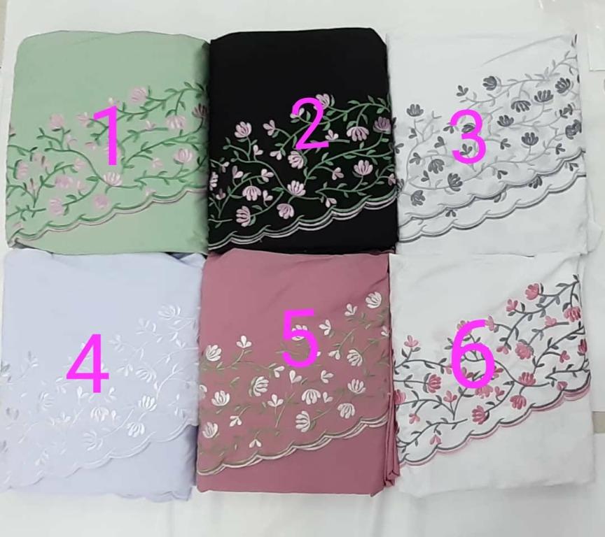 Telekung Bunga Sakura Sulam - warna baru, Women's Fashion, Muslimah ...