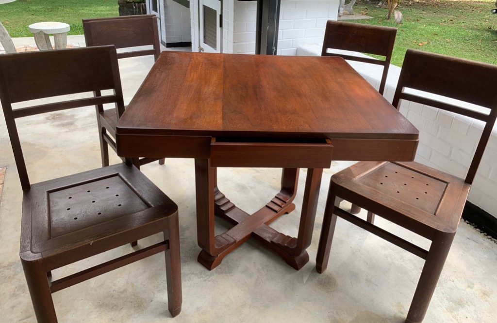 Vintage - Art Deco Mahjong Table & Chairs, Furniture & Home Living ...
