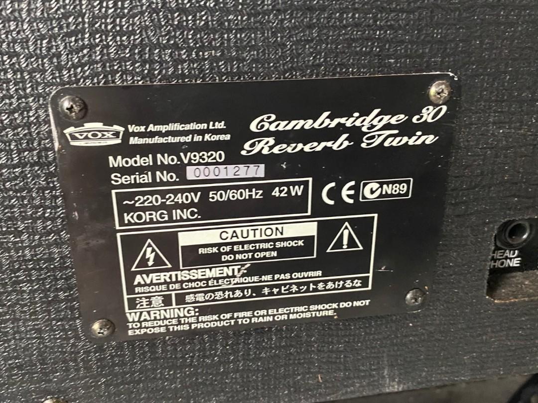 VOX Cambridge 30 Reverb Twin Guitar Amplifier Model V9320, Hobbies ...