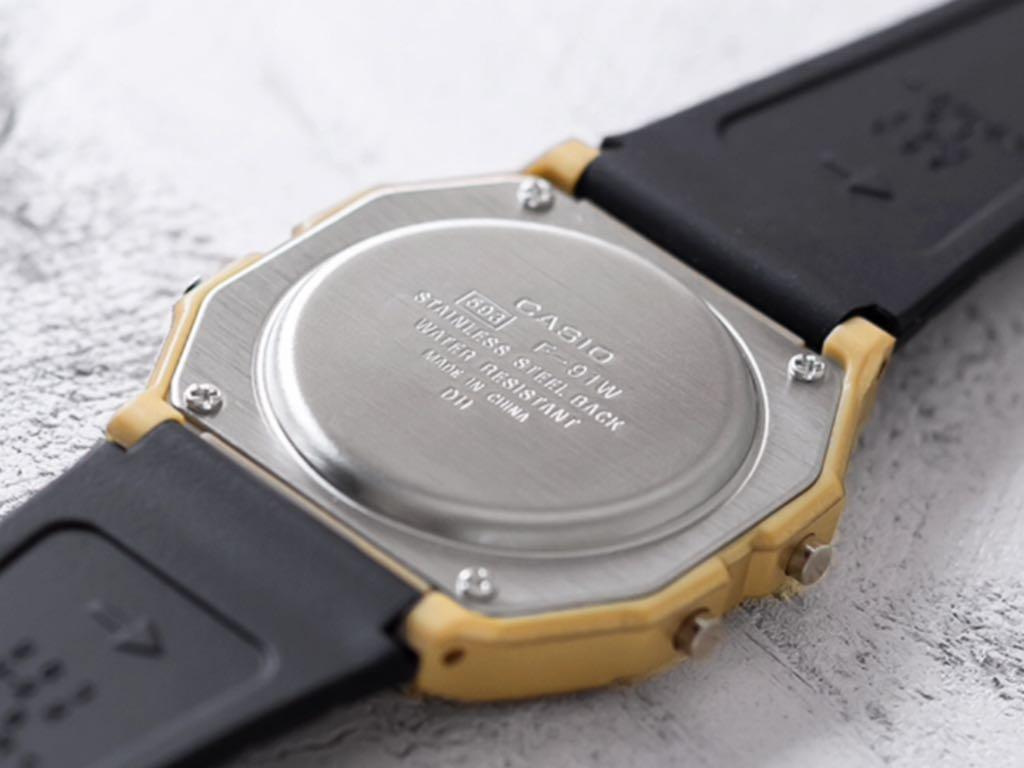 Casio F91WM-9A Digital Gold Black Watch F91 Brand New, Women's Fashion ...