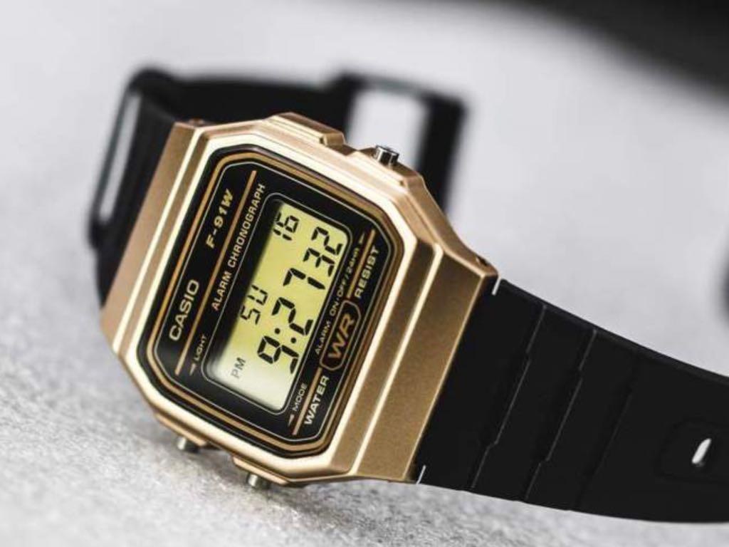 Casio F91WM-9A Digital Gold Black Watch F91 Brand New, Women's Fashion ...
