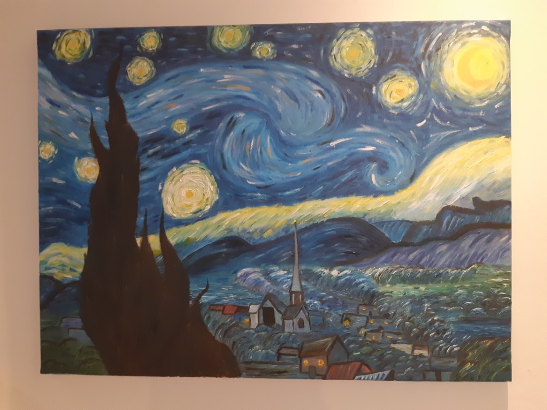 Starry night replica - Vincent van Gogh -oil painting, Hobbies & Toys ...