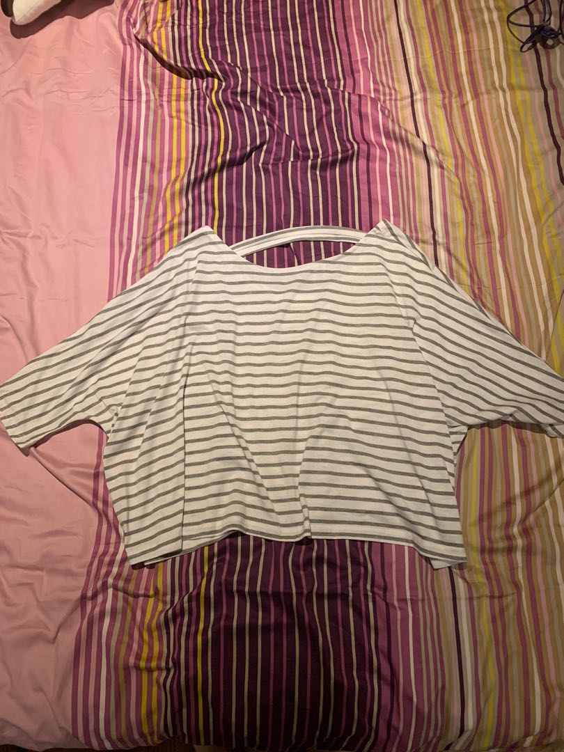 Striped Bat Wing Top, Women's Fashion, Tops, Sleeveless on Carousell