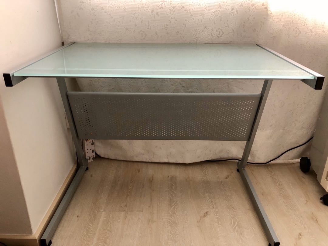Tempered glass study table, Furniture & Home Living, Furniture, Tables ...