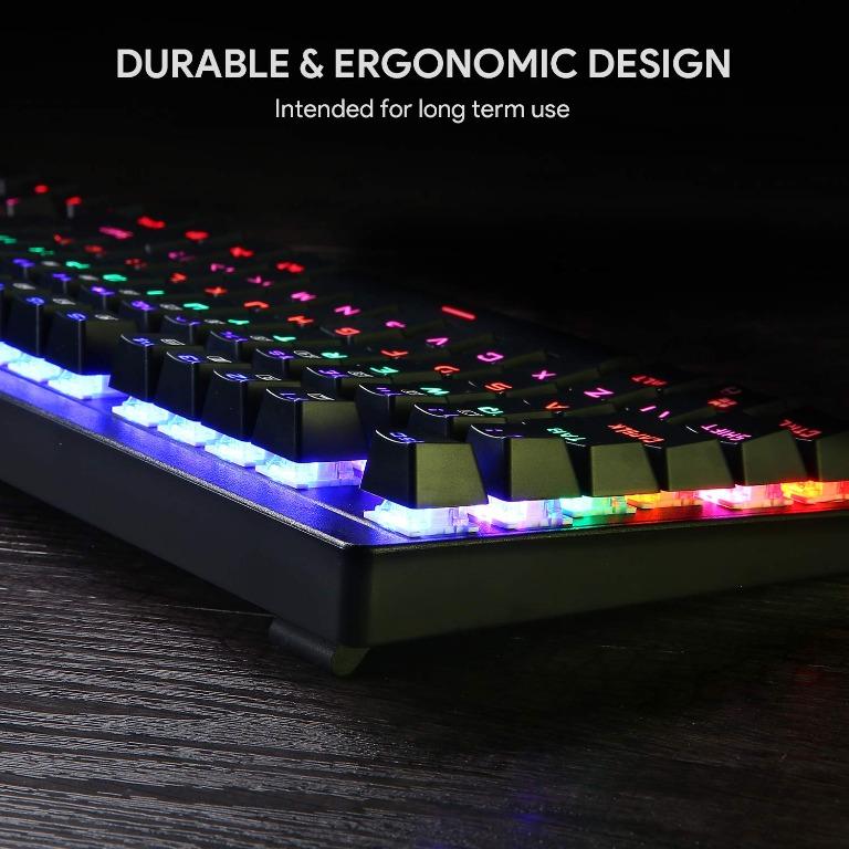 AUKEY Mechanical Keyboard LED Backlit Gaming Keyboard with Blue ...