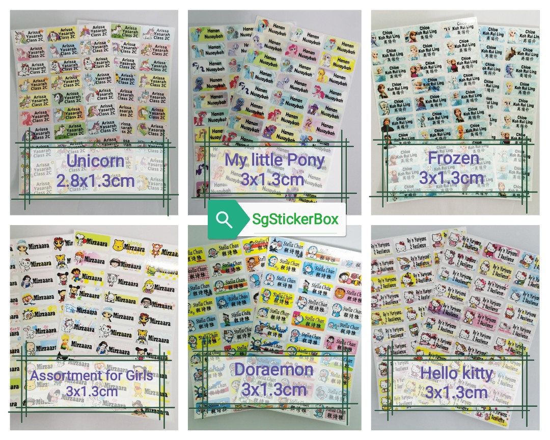 Medium Cartoon Name stickers Waterproof, Hobbies & Toys, Stationery ...