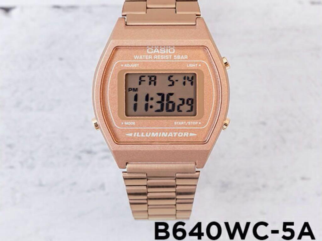 Casio Vintage B640 Rose Gold Classic Digital Watch B640WC-5A Rosegold ...