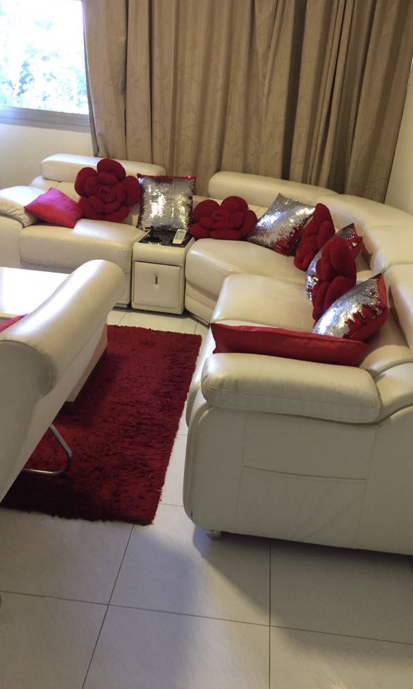 Full, curved sofa set with chaise lounge, Furniture & Home Living ...