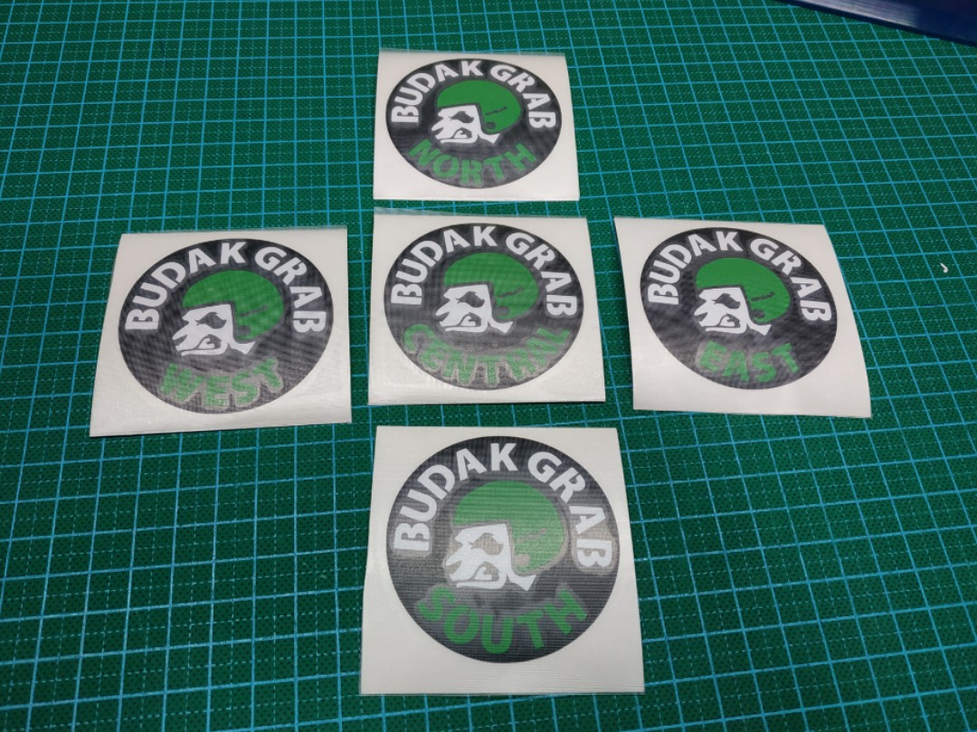 *New Design* Budak Grab (circle) with district name.. 5cmx5cm Choose ...